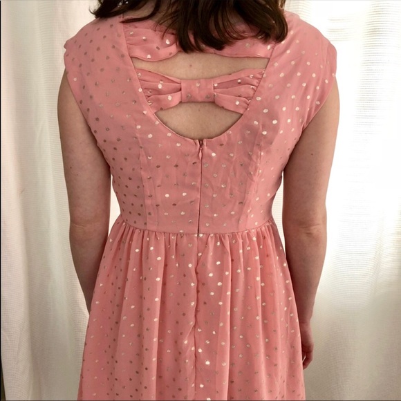 Level Eight | Dresses | Level Eight Light Pink And Metallic Polkadot ...